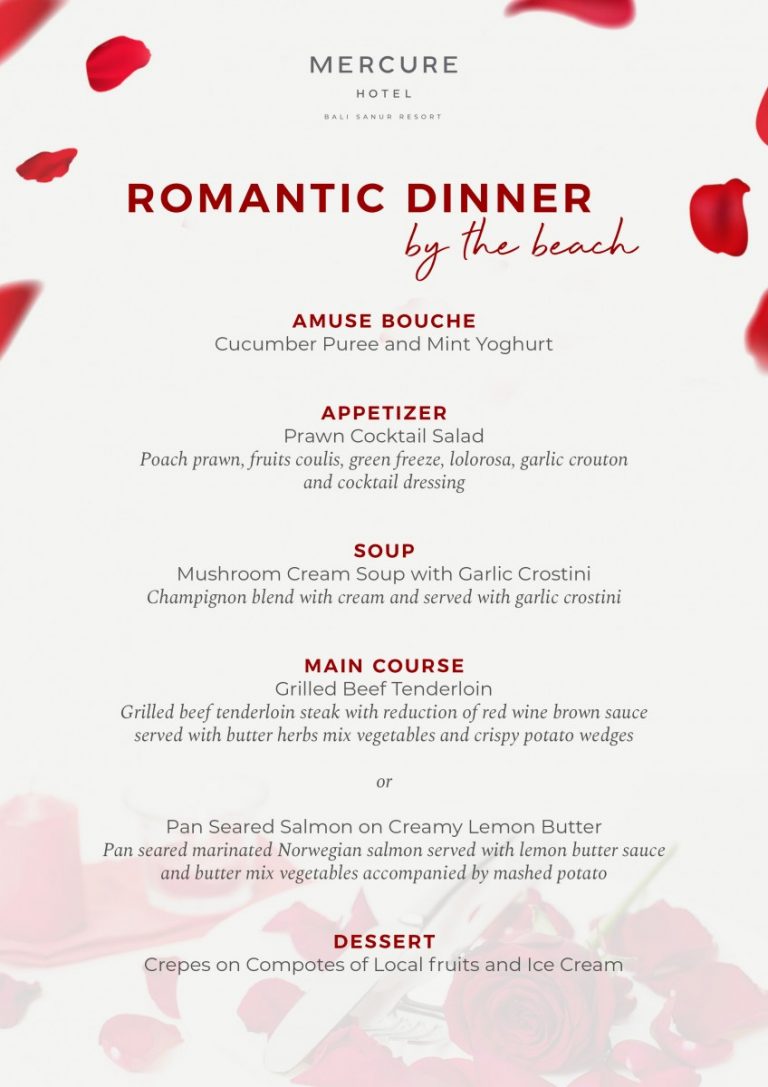Mercure Bali Sanur Resort - ROMANTIC DINNER Menu